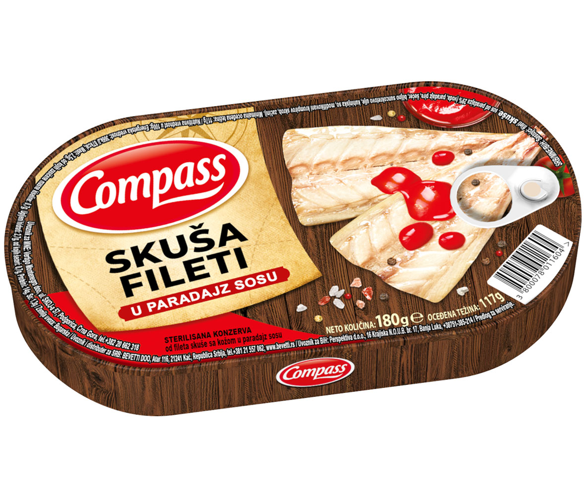 Skuša fileti u paradajz sosu - Compass Foods